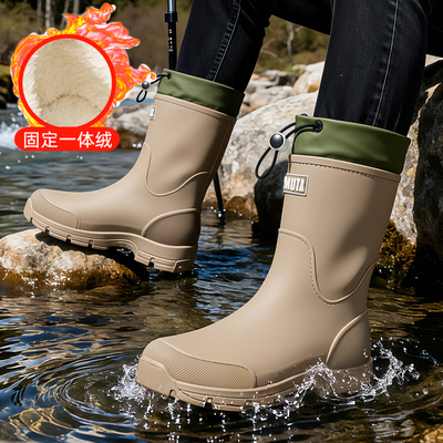 冬季男士加绒水靴雨鞋防水防滑
