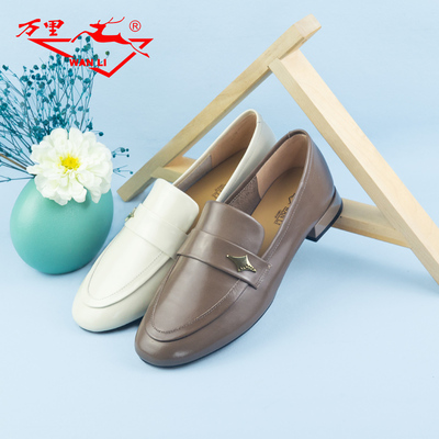 万里方跟休闲乐福鞋真皮