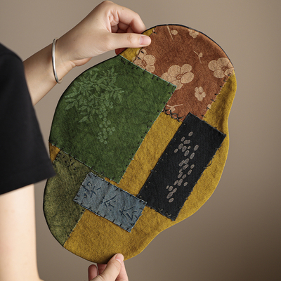 拙雅手工拼布干泡茶席草木色扎染