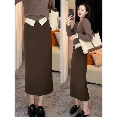 超好看毛呢半身裙女秋冬季2025新款西装裙高级感包臀裙一步裙长裙
