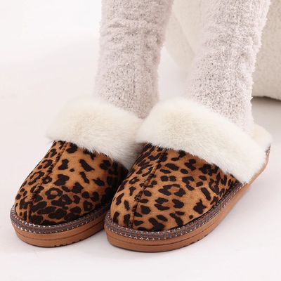 Evshine Fashion Fur Collar Fluffy Slippers Indoor Outdoor Wi