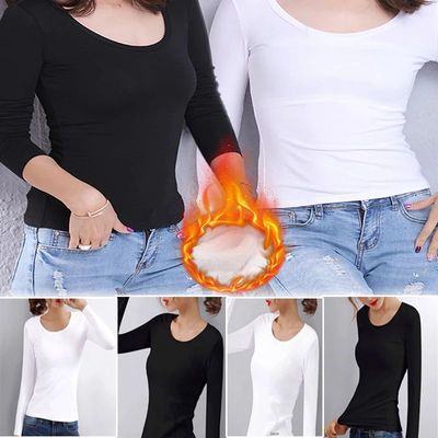 Winter Bottoming Shirt Women Thermal Underwear Solid Color G