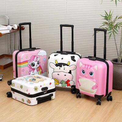 Cartoon childrens suitcases have 18-inch code locks on thou