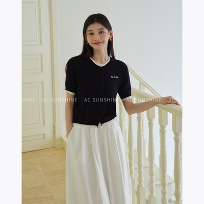 AC SUNSHINE夏季新款莱赛尔天丝亲肤针织开衫女短袖t恤上衣H17570