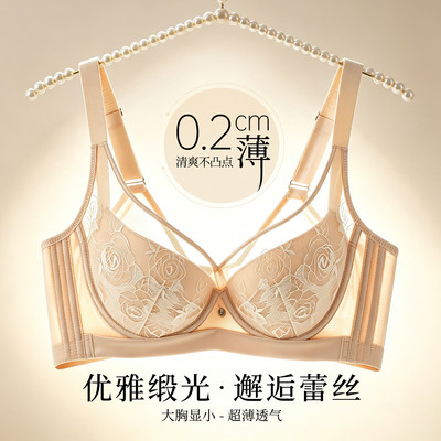 【线下同款】六月玫瑰大胸显小内衣调整型防下垂收副乳文胸罩女