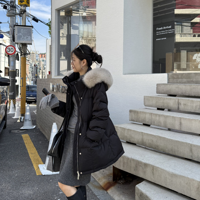 SOUL DETAIL-冬上新加厚保暖羽绒服外套可拆卸真狐狸毛领中长款女