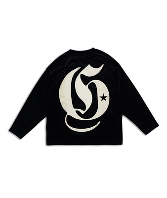 罗志祥 GOTNOFEARS 正品 天鹅绒长袖t恤2024新款宽松 男女同款 黑