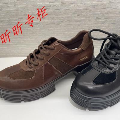 碟愫女鞋增高系带休闲厚底德比鞋