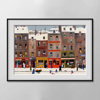 Michel Delacroix法国街景建筑圣诞装饰画可爱风格儿童房床头壁画