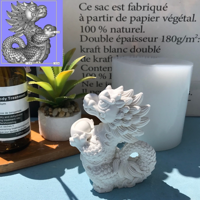 祥龙送元宝模具青砂石茶玩摆件硅胶模具动物神兽硅胶磨具水泥磨具