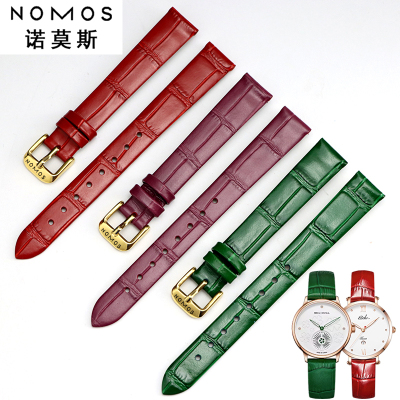 诺莫斯NOMOS红色绿色蓝色手表带女 防水针扣牛皮手表链14 16 20mm