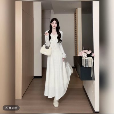 松本丧丧秋冬法式长袖针织肌理感连衣裙收腰显瘦连衣裙B253Q1886