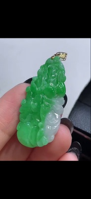 18k飘绿白菜 41.4-17.6-8.2   假一罚万 工厂直销翡翠批发a116