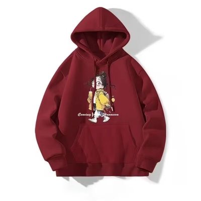 美式重磅港风痞帅印花卫衣男女2025秋冬新款潮牌加绒连帽潮流上衣