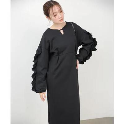 D21096日单春客供料新款客供隐形拉链宽松显瘦女气质花边袖连衣裙