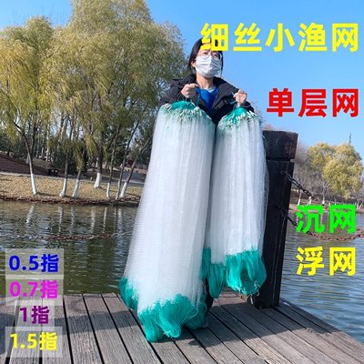 单层渔网沉网浮网沾白条小鲫鱼网