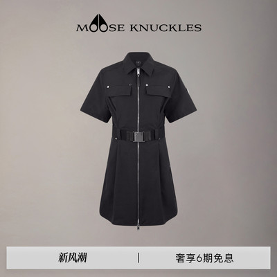 MOOSE KNUCKLES 女士经典LOGO翻领短袖小剪刀衬衫连衣裙短裙