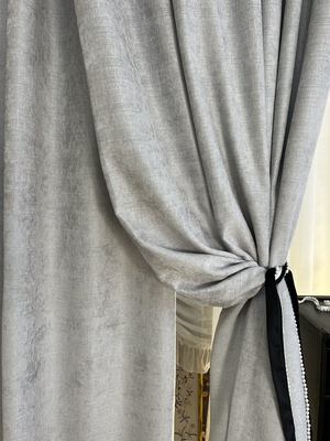 浅灰色系雪尼尔成品窗帘直销客厅卧室美式欧式遮光厂家直销
