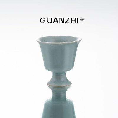 观止天青汝窑高脚杯中式酒杯