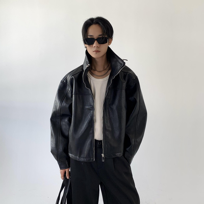 ZINGUP 原创设计环保PU皮机车风皮衣 美式复古飞行员夹克外套