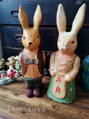 日产古董纸偶纯手工古董兔子摆件