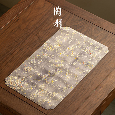 紫梅云纱长方形双面茶席茶巾