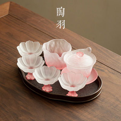 云涌上神盖碗如意茶盘小套组家用高温玻璃莲华杯轻奢功夫茶具套装