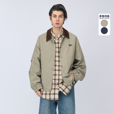 日系复古工装翻领夹克男