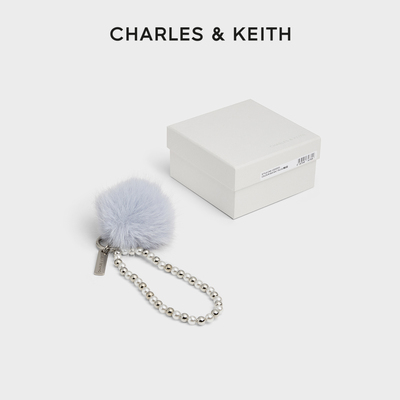 CHARLES&KEITH25秋新款CK8-13200001少女毛绒毛球串珠钥匙扣包挂