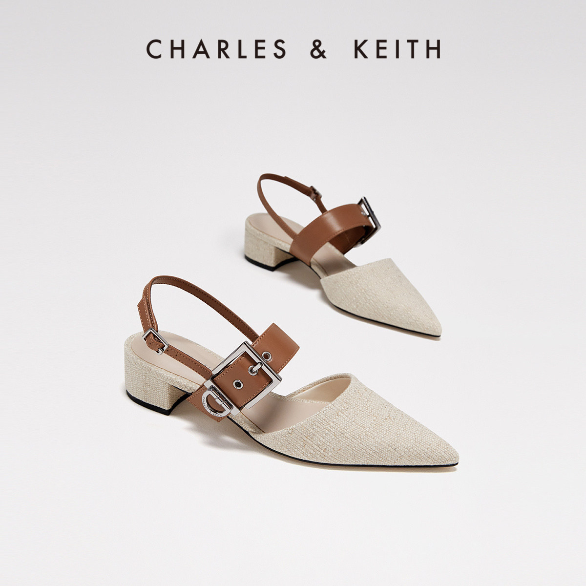 CHARLES&KEITH23夏季新款CK1-60920338时尚宽绊带粗跟凉鞋女_虎窝淘