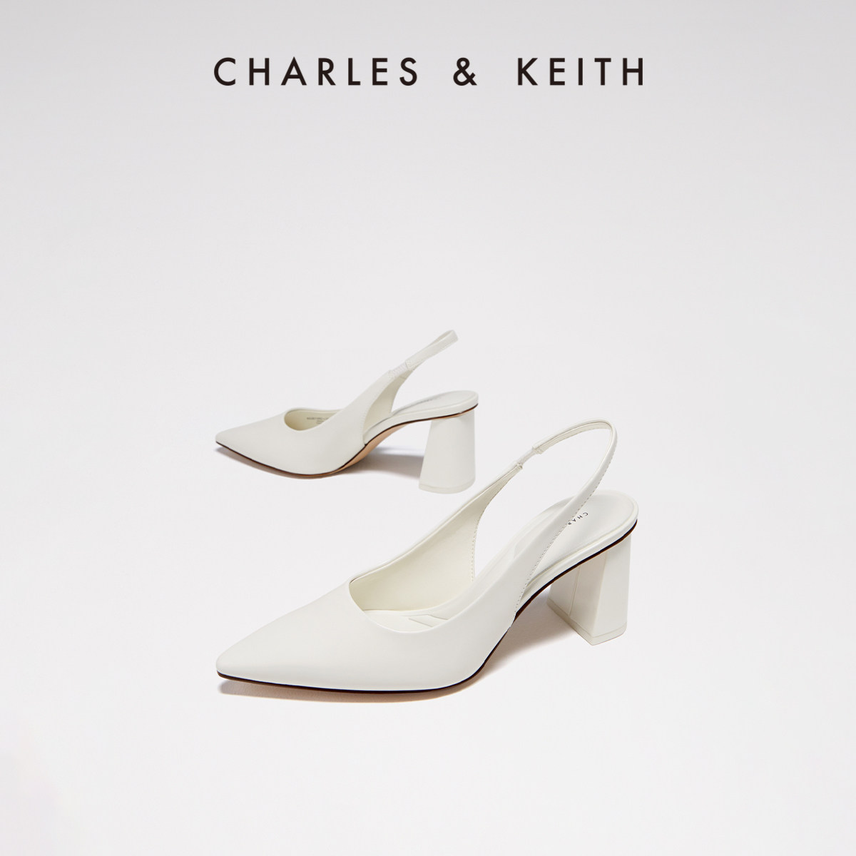 CHARLES&KEITH23夏季新款CK1-60361462简约纯色尖头高跟凉鞋女_虎窝淘