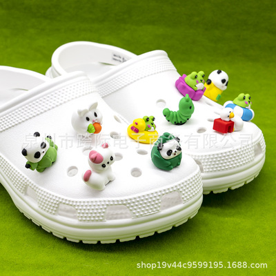 3D立体洞洞鞋鞋花可爱卡通青蛙装饰配件花园拖鞋滴塑鞋扣配饰辅件
