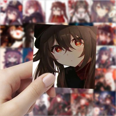 118张原神胡桃贴纸可爱堂主卡通少女周边装饰手账贴画