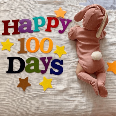 HAPPY100DAYS无纺布拉旗百天布置