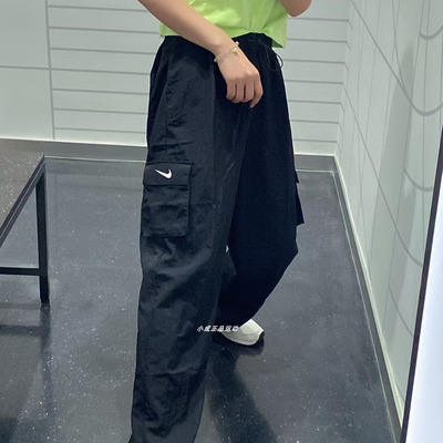 耐克女子高腰梭织直筒工装长裤