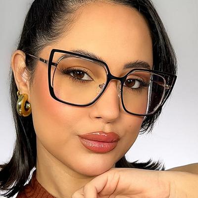 防蓝光平光镜方形大框金属眼镜框