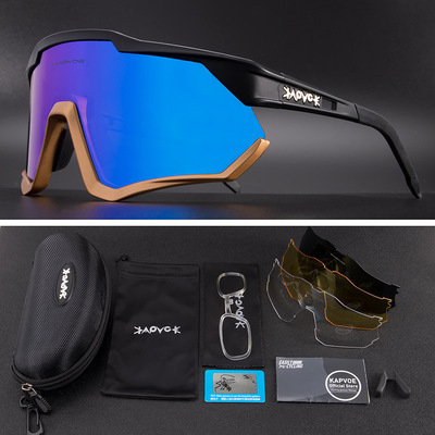 正品跨境骑行眼镜炫彩TR电镀真膜偏光墨镜运动太阳镜套装UV400