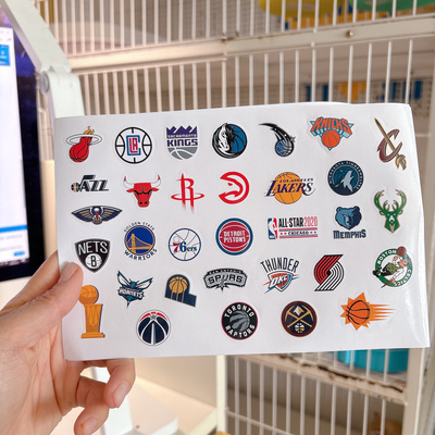 NBA球队logo贴纸NBA贴纸勇士贴纸库里贴纸篮球贴纸湖人篮网马刺