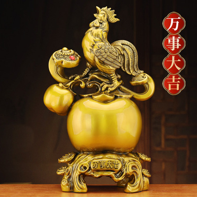 万事大吉公鸡摆件柿柿如意办公室客厅玄关家居装饰品新居乔迁礼品