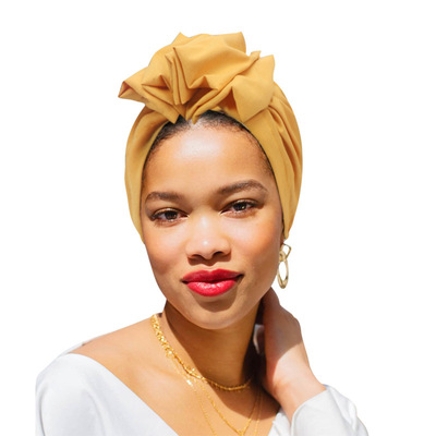 flower hood hat 复古褶皱花头巾帽 包头帽 民族帽 布帽