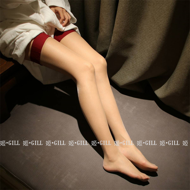 姬GILL:红色丝袜女过膝红边黑丝透明拼色长筒大腿袜圣诞气质丝袜