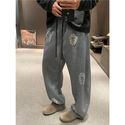 美式复古潮牌烧花时尚运动休闲裤