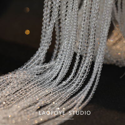 高透水晶珠多切面手工法式刺绣