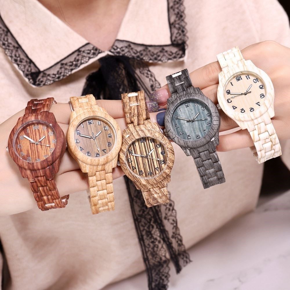 2019 new fashion digital wood grain couple watch_虎窝淘