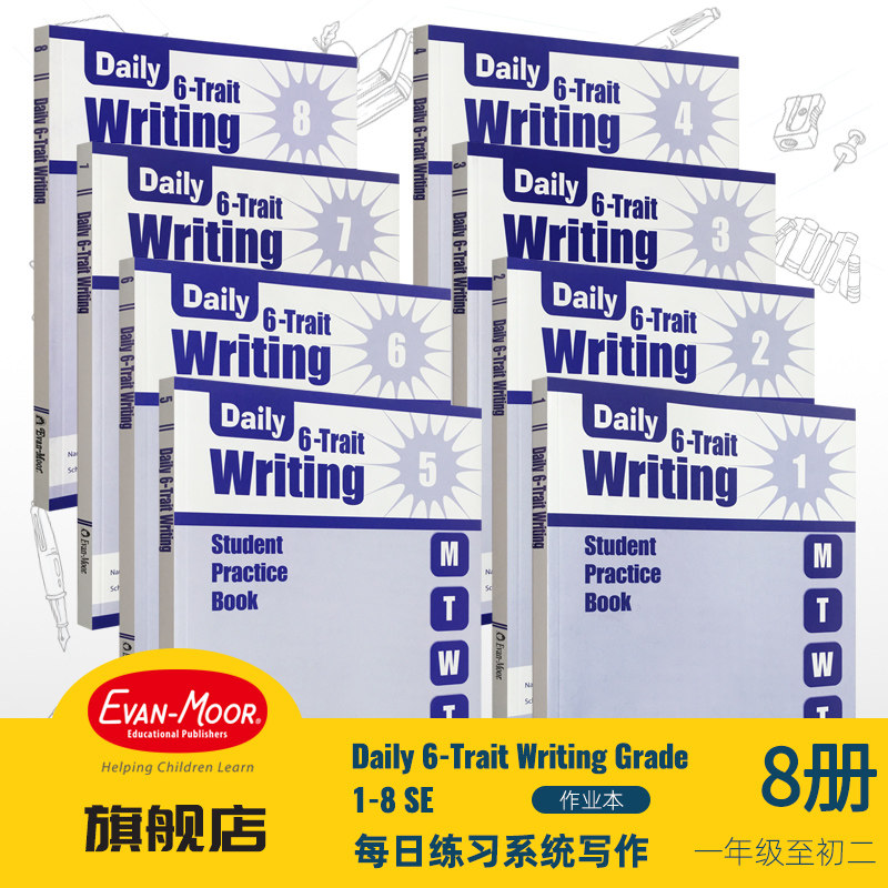 Evan-Moor Daily 6-Trait Writing Grade 1-8 SE每日练习系列系统写作无答案作业本美国加州教辅 ...