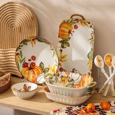 Nordic minimalist pumpkin ceramic bowl and plate set, home-u