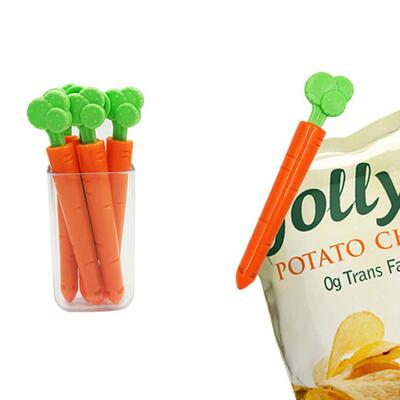 Set of 5 Korean-style Carrot-shaped Sealing Clips for Food B