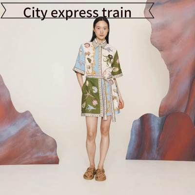 Printedlinencasualdressshirtca