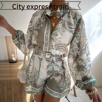 Printedlinencasualdressshirtca