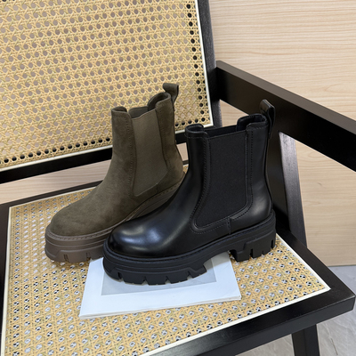 英伦风厚底短靴大码烟筒靴子